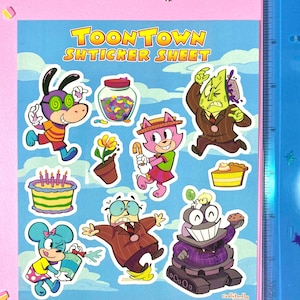 Toontown Die Cut Vinyl Sticker Sheet - 6.5" X 5.5" - 10 Stickers Total ...