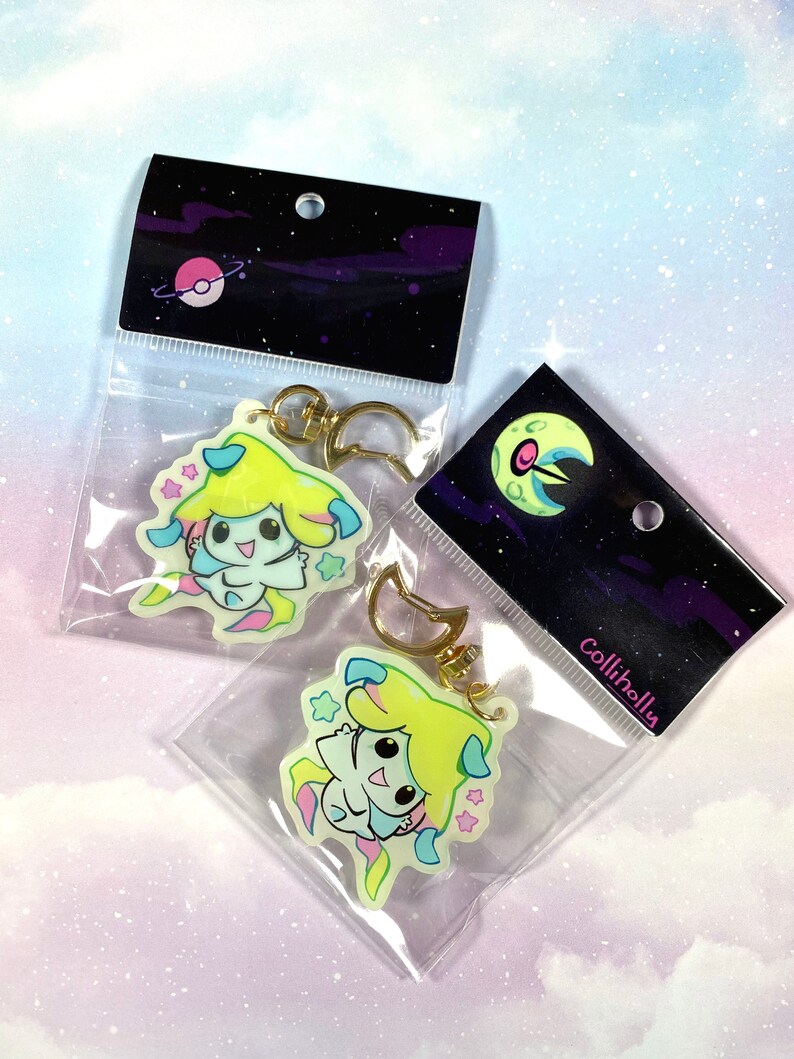 Jirachi Glow in the Dark Pokemon Keychain Epoxy/acrylic - Etsy