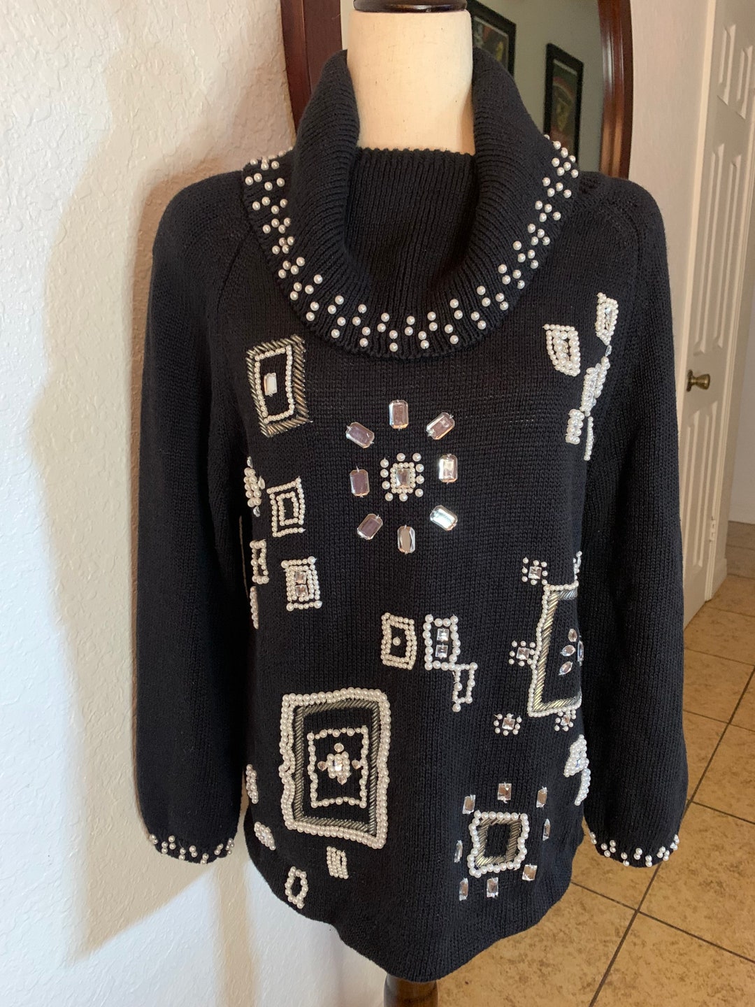 Vintage Bedazzled Sweater - Etsy