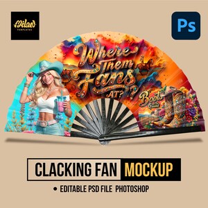 Clacking Fan Mockup – Editable PSD Template for Sublimation & Fan Designs – High-resolution ...