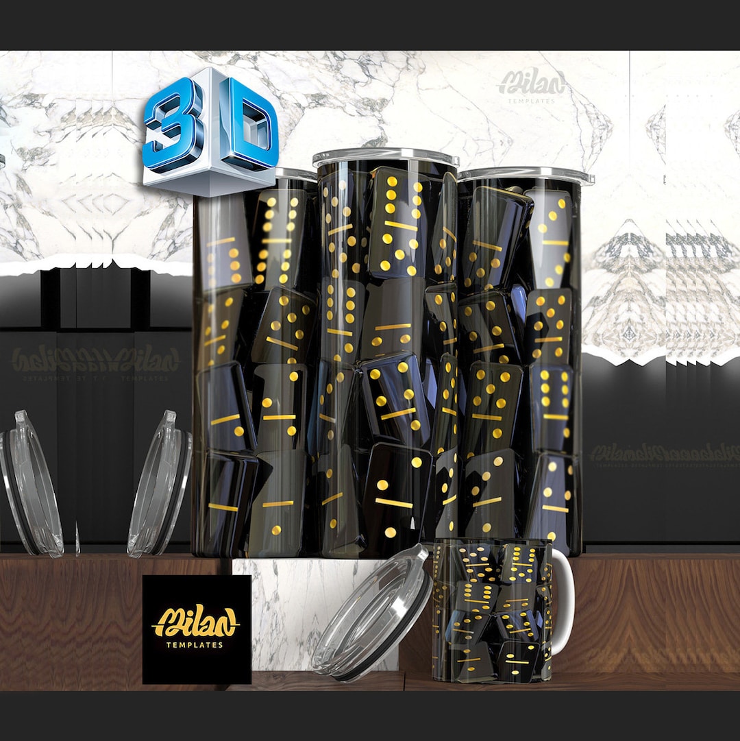 Dominoes 3D Sublimation Designs - Templates - PNG 20 Oz Tumbler Tapered ...