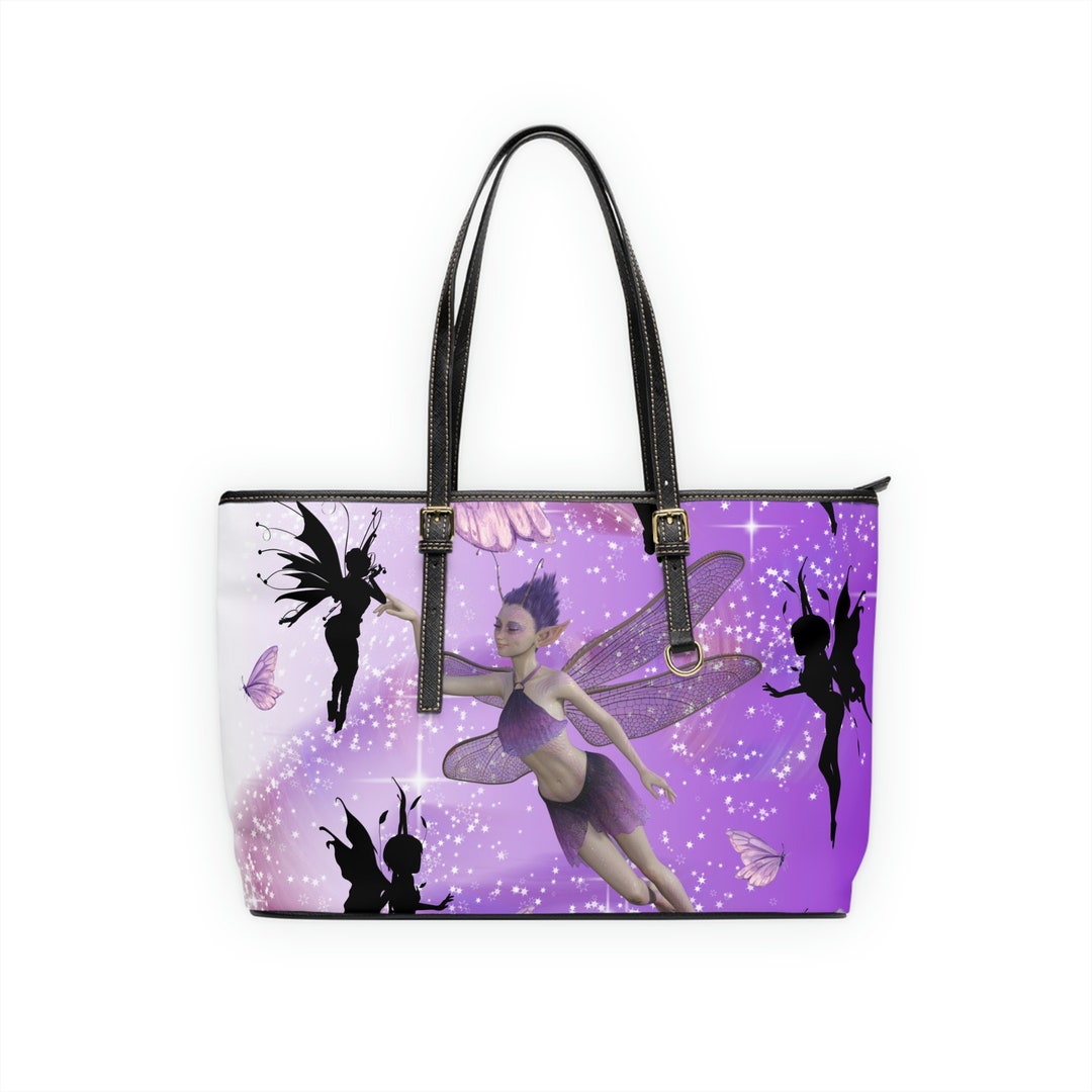 Fairies and Butterflies (purple)leather Shoulder Bag/ Fairy Lover's ...