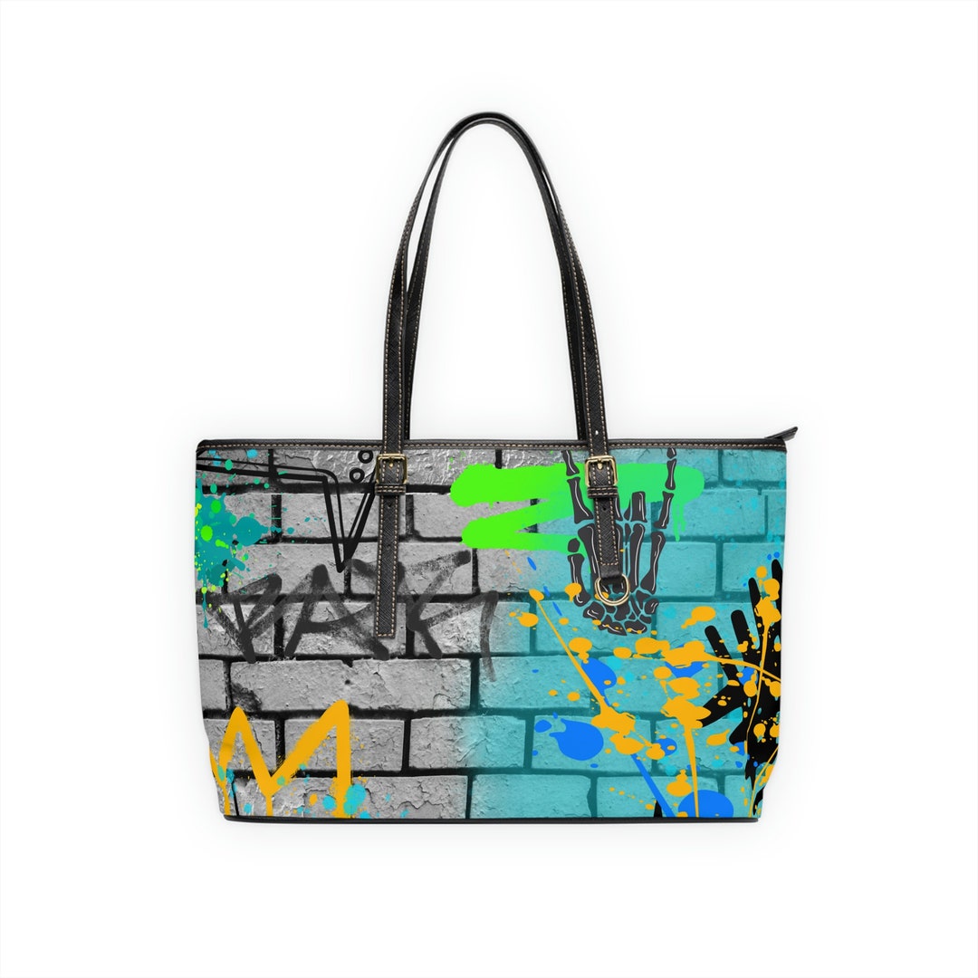 Graffiti Leather Shoulder Bag Graffiti Wall Theme Purse Paint Theme Art ...