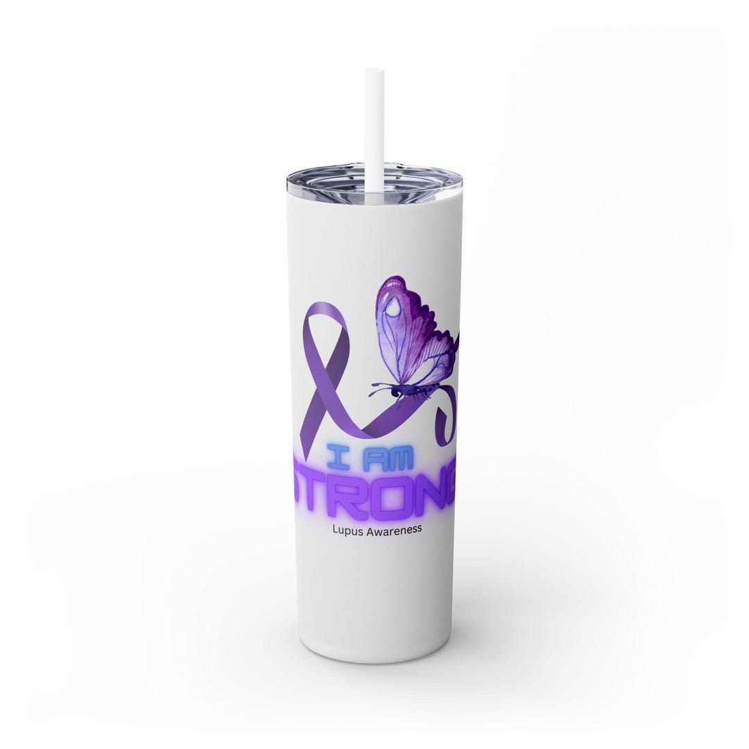 Lupus Awareness Skinny Tumbler With Straw, 20oz Lupus Awareness ...