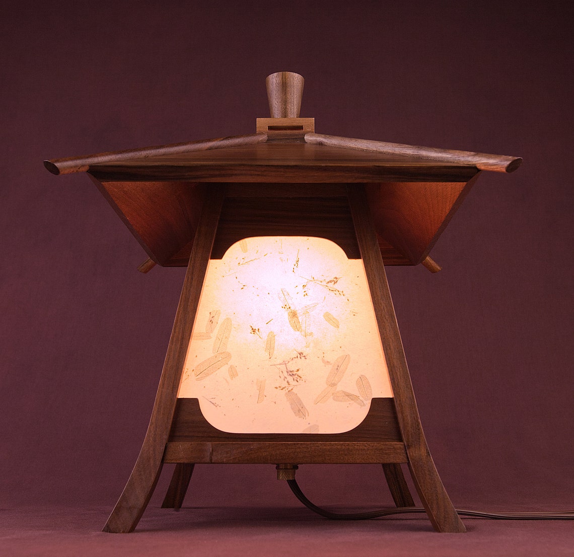 Japanese Lamp / Lantern in Black Walnut Wood -