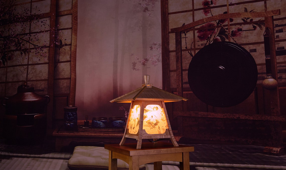 Japanese Lamp / Lantern in Curly Maple Wood -"kodama" (forest Spirit ...