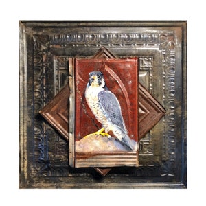 PEREGRINE FALCON - Acrylic Painting on Vintage Ceiling Tile - Etsy