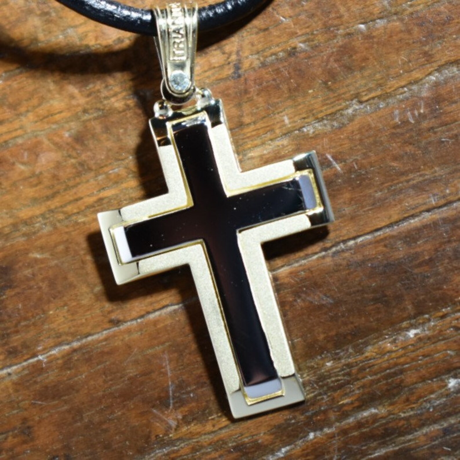 14K Two-Tone Gold Handmade Cross - Etsy.de
