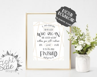 Philippians 1:6 He Who Began a Good Work Christ Jesus Bible Verse Wall ...