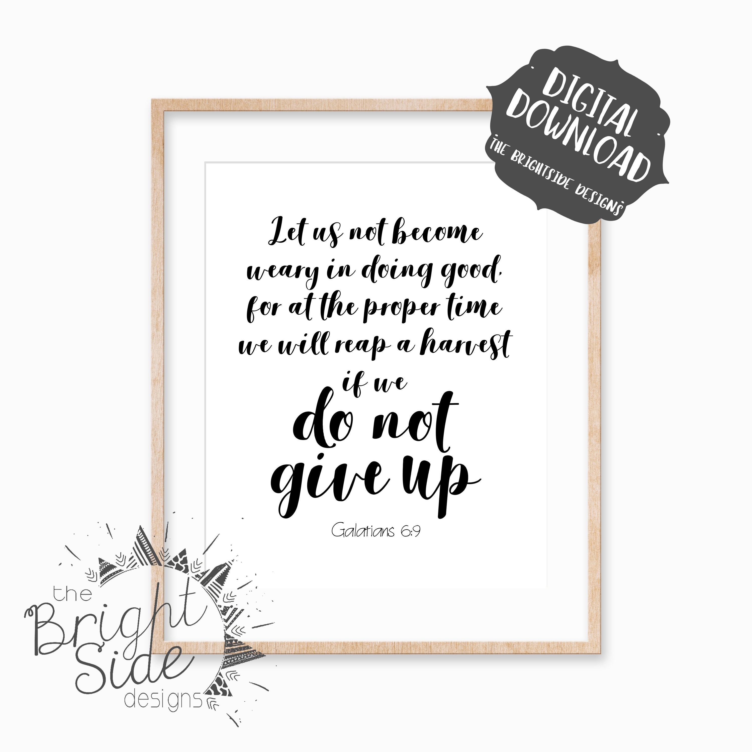 Let Us Not Become Weary in Doing Good, Galatians 6:9, Bible Verse Wall ...