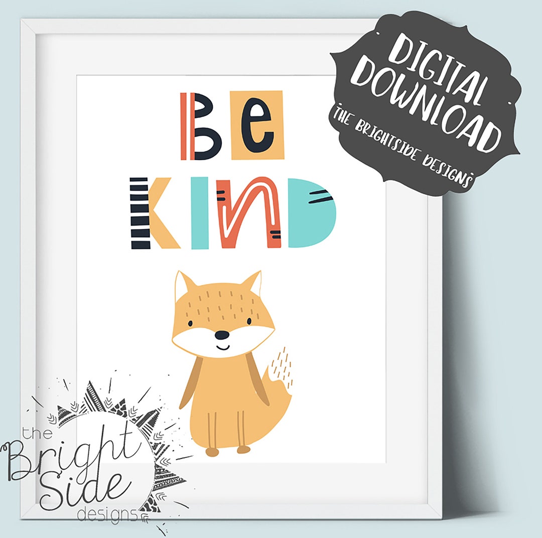 Sé amable Arte de pared para niños imprimible Descarga digital - Etsy ...