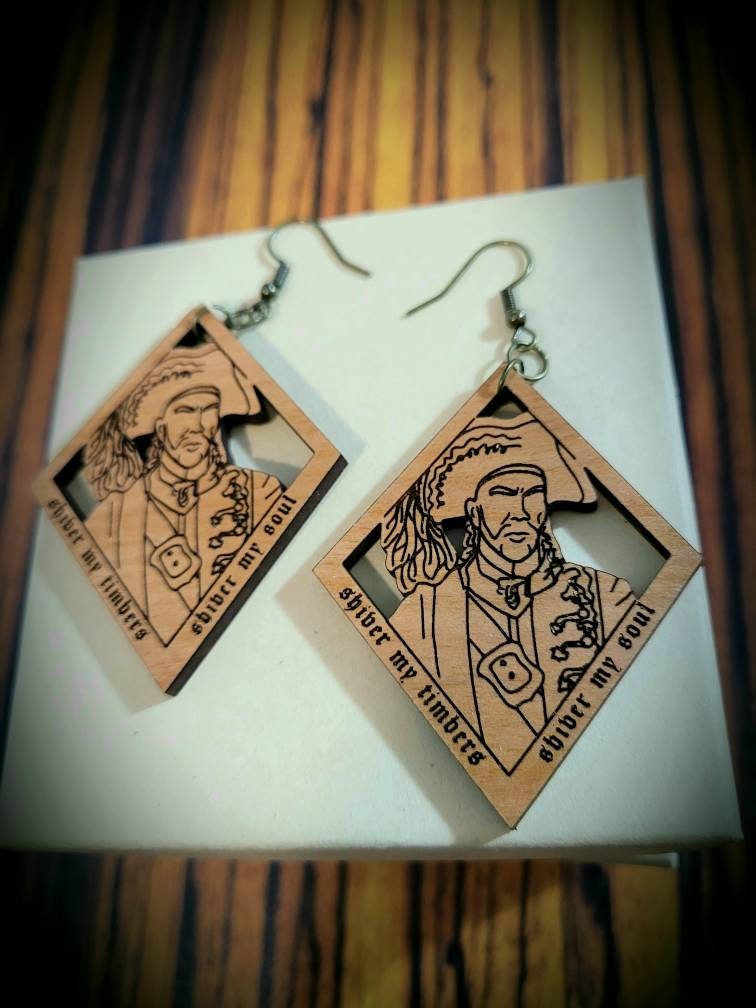 Long John Silver- Muppet Treasure Island Woodcut Earrings - Etsy
