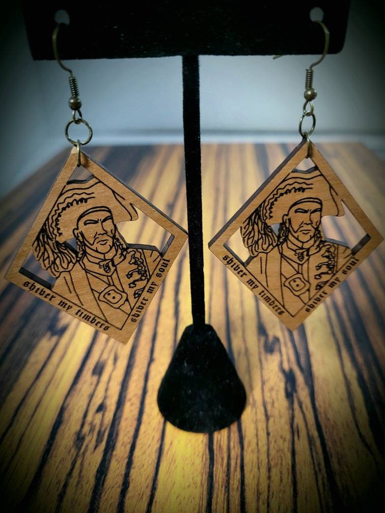 Long John Silver- Muppet Treasure Island Woodcut Earrings - Etsy