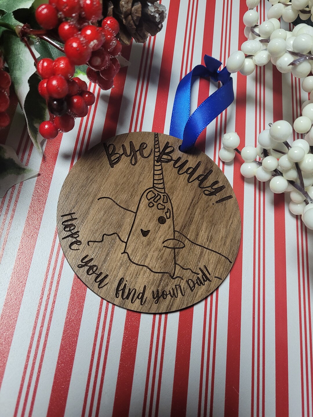 Bye Buddy Narwhal-wood Ornament - Etsy