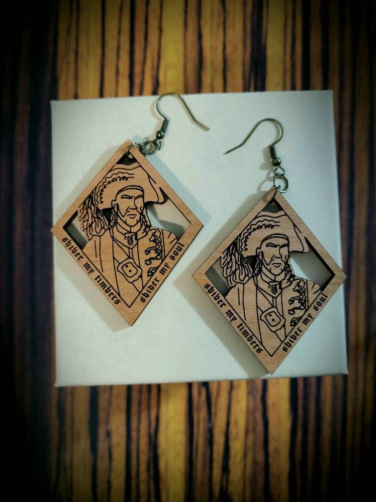 Long John Silver- Muppet Treasure Island Woodcut Earrings - Etsy