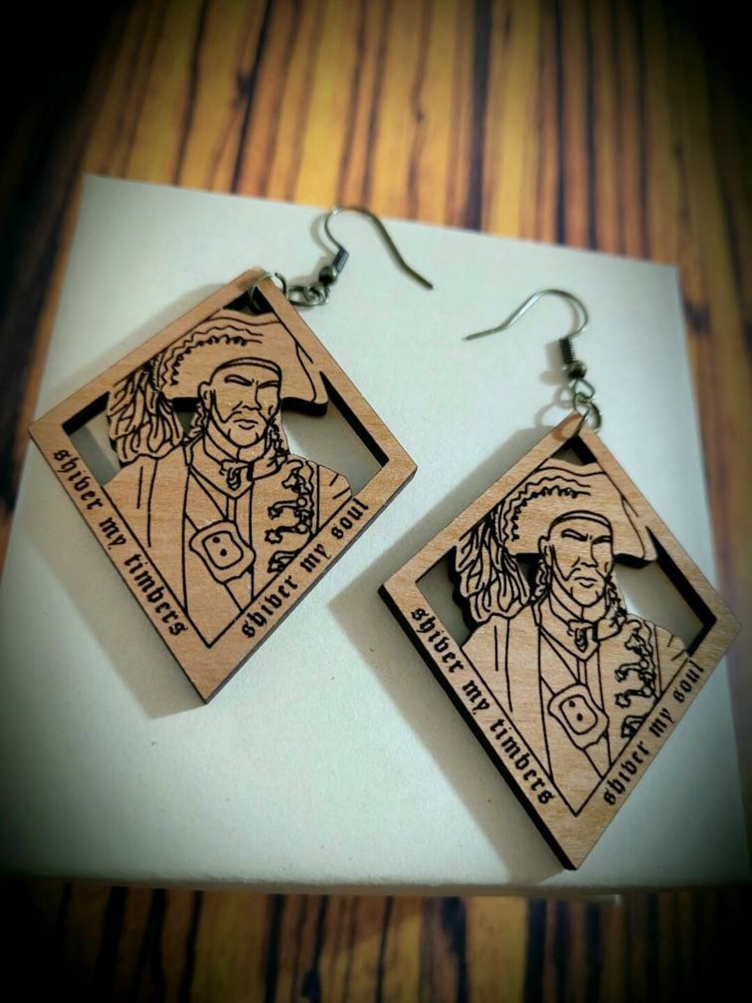 Long John Silver- Muppet Treasure Island Woodcut Earrings - Etsy