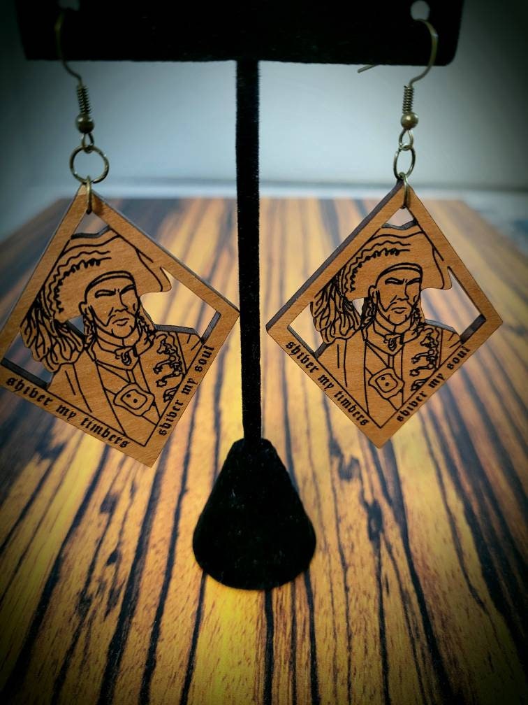Long John Silver- Muppet Treasure Island Woodcut Earrings - Etsy