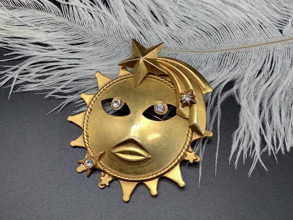 Vintage Askew London Sun With Face Gold Tone Pin Brooch With - Etsy
