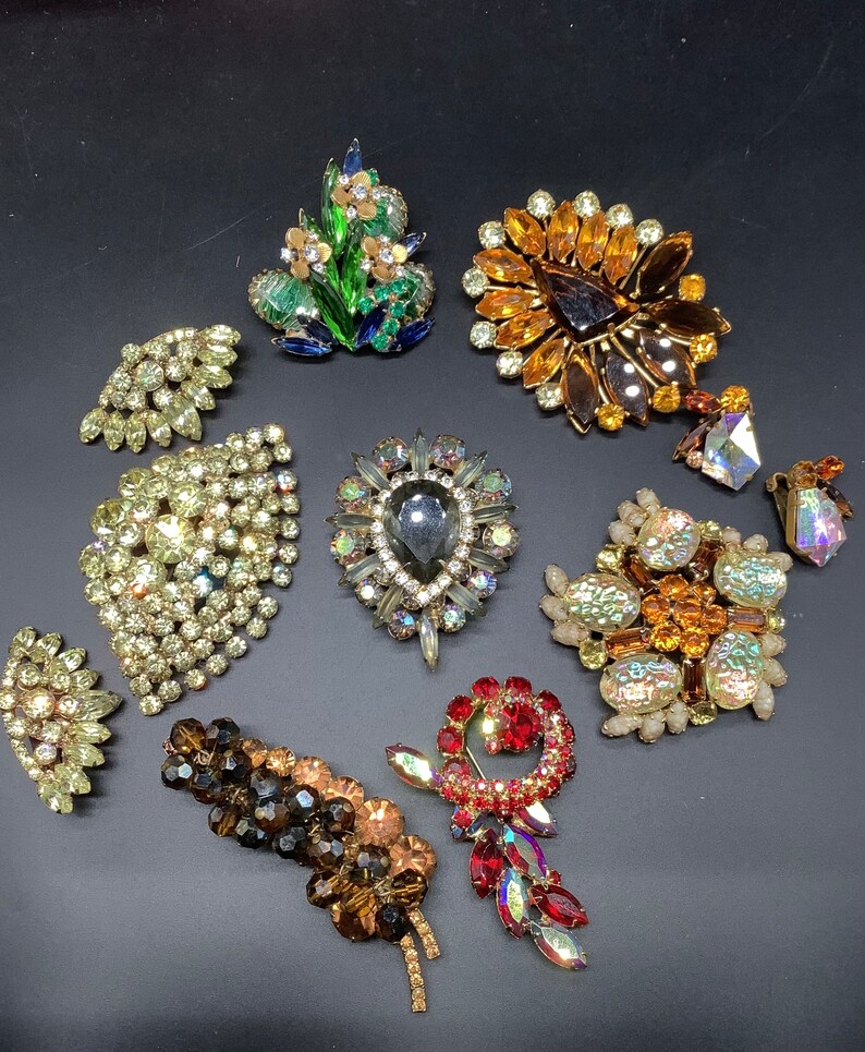 Rare Vintage Keys Canada Designer Navette Rhinestone and - Etsy