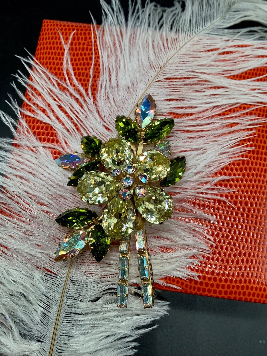 Massive Vintage Max Muller RJP Brooch Christian Dior Designer Emerald ...