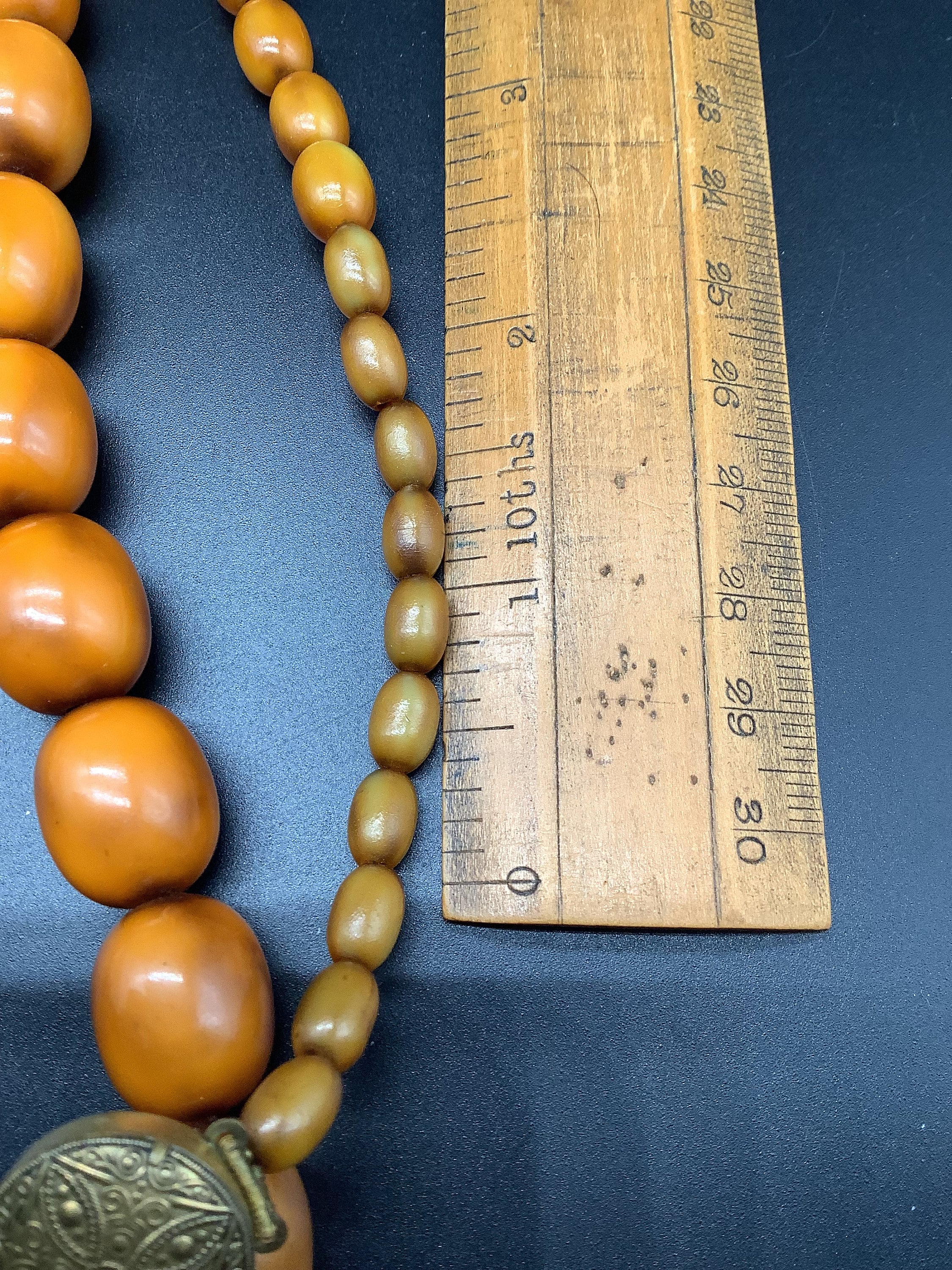 Art Deco Butterscotch Amber Bakelite Necklace Graduated Beads Faux ...
