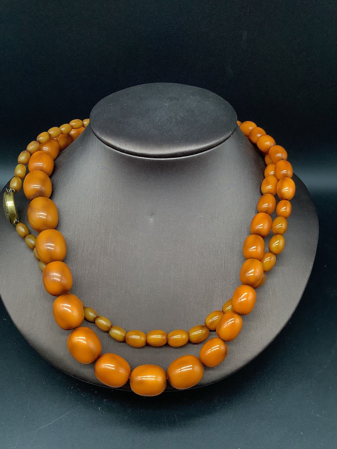 Art Deco Butterscotch Amber Bakelite Necklace Graduated Beads Faux ...