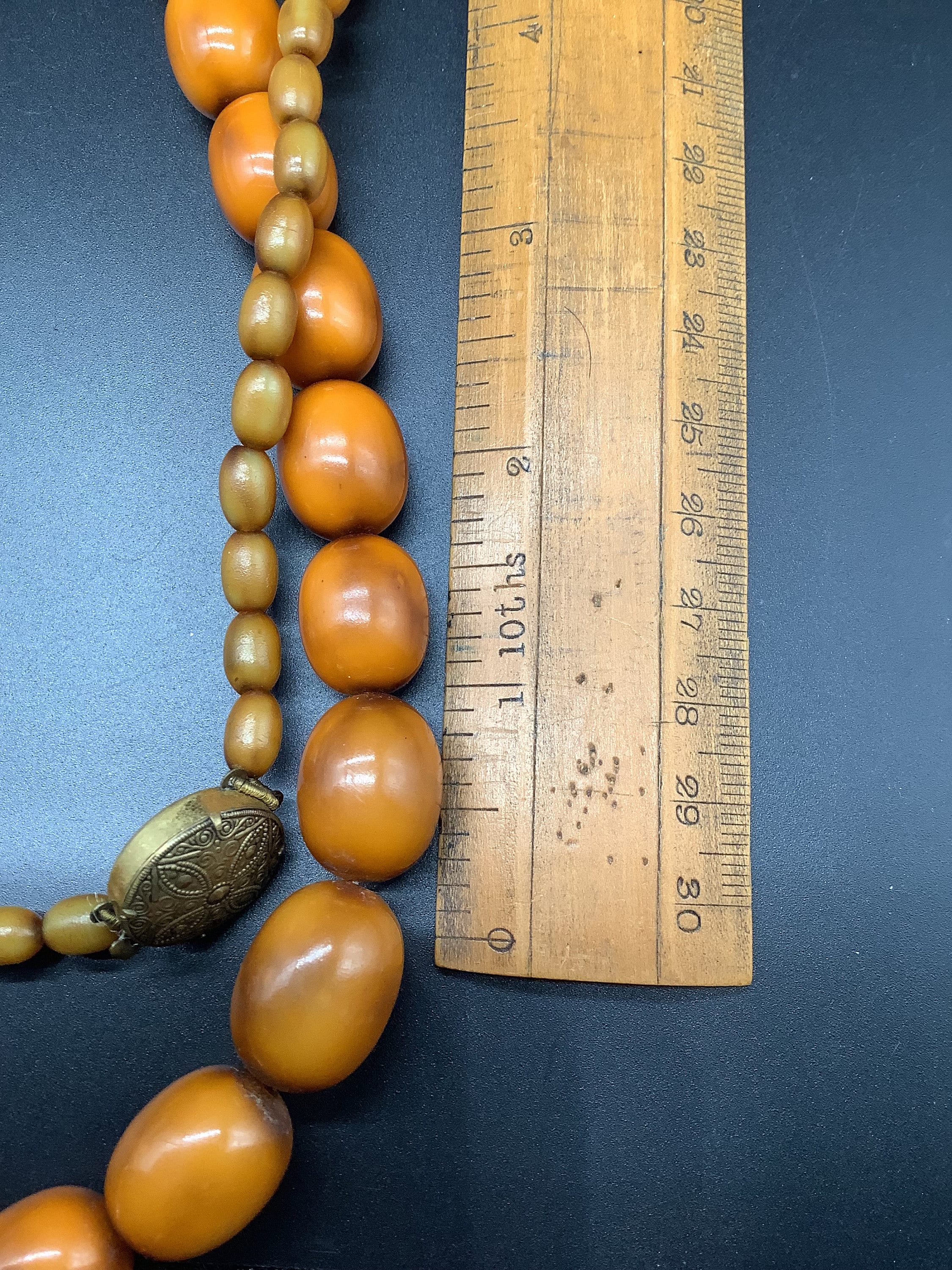 Art Deco Butterscotch Amber Bakelite Necklace Graduated Beads Faux ...