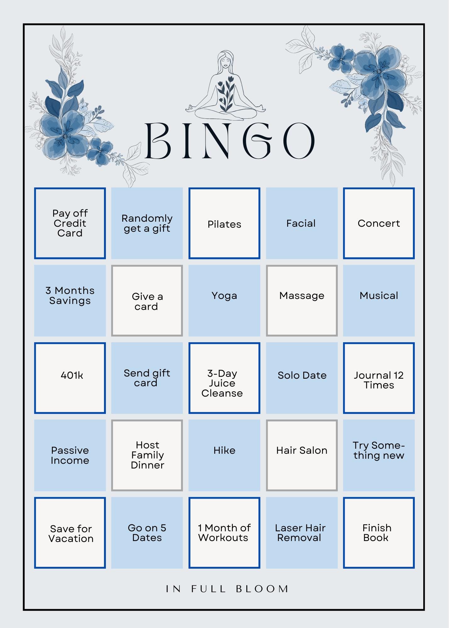 In Full Bloom: Goal Setting Bingo Card - Etsy
