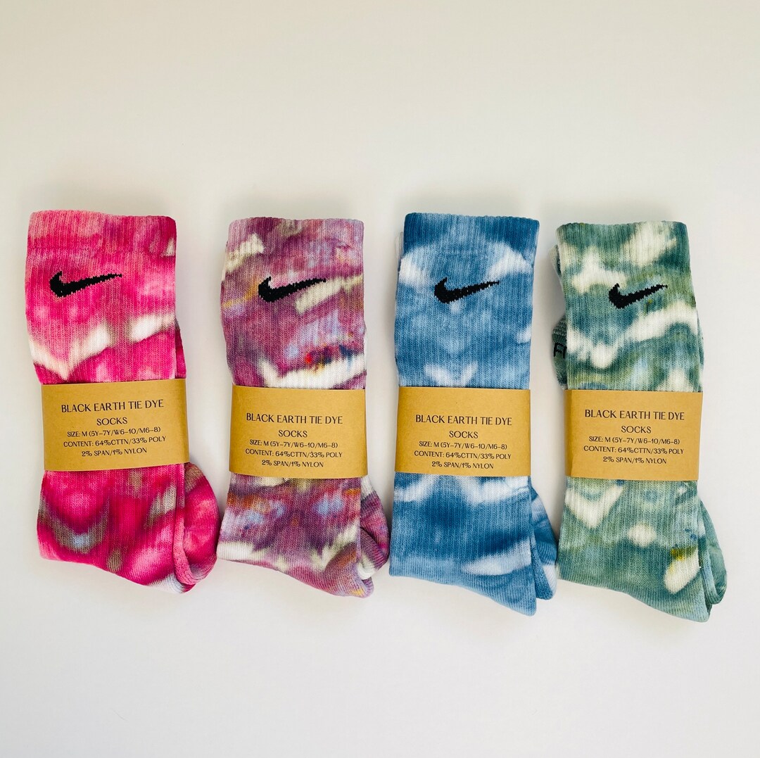 Tie Dyed Nike Socks, Ice Dyed Crew Socks, Hand Dyed Socks, Colorful ...