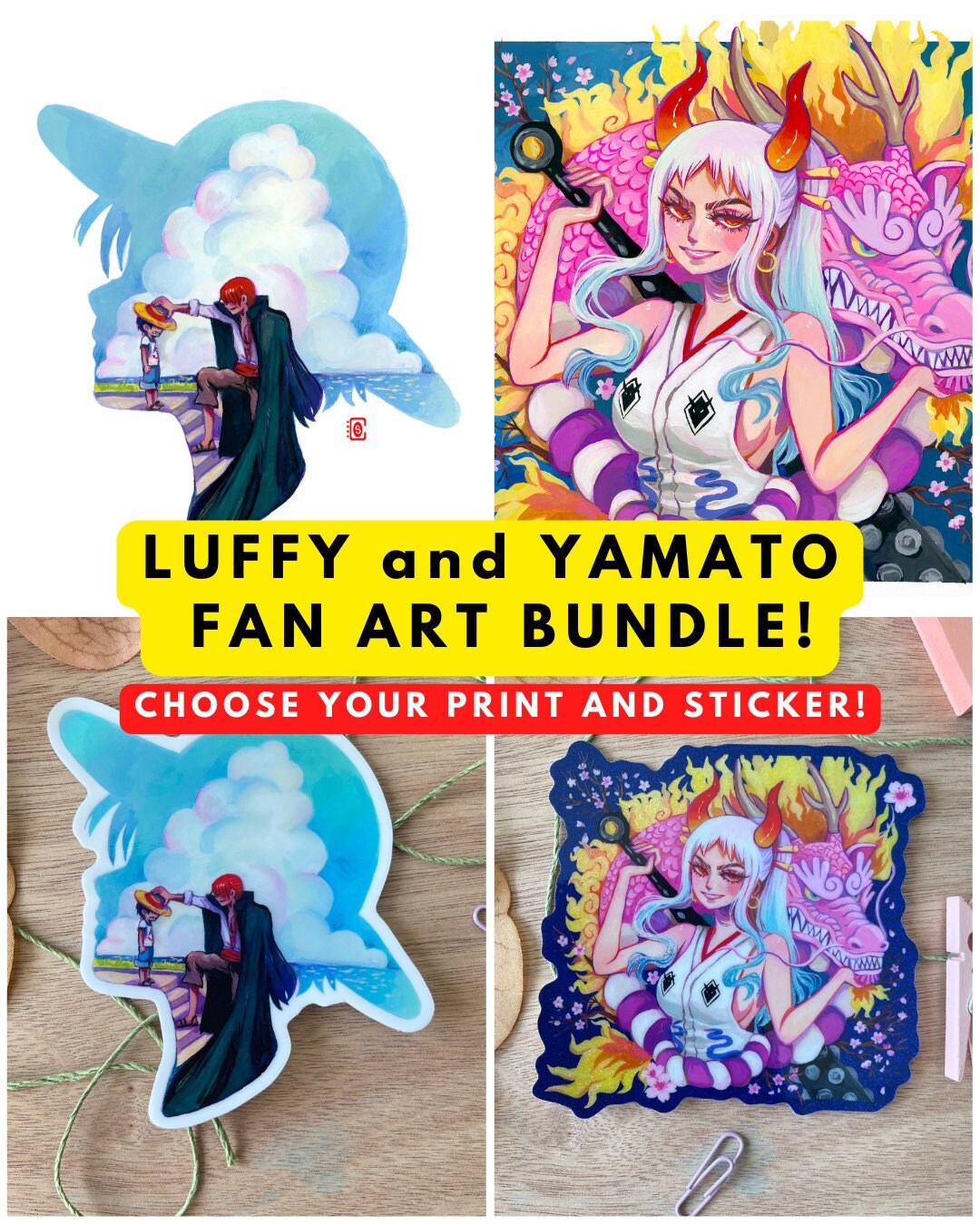 OP Inspired Anime Poster & Sticker Pack, Choose One Print and Vinyl ...