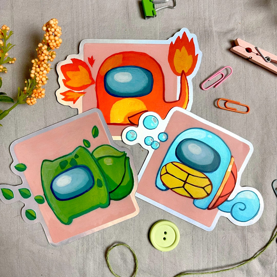 Among Us Sticker Pack, Sus Pokemon, Holographic Vinyl Sticker, Stocking ...