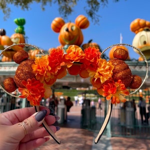 Mickey Pumpkin Inspired Ears | Halloween | Flower Wire Ears - Etsy