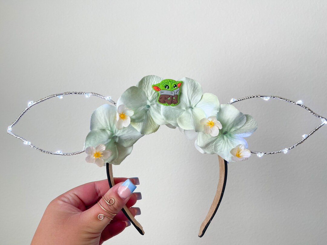Baby Yoda Inspired Ears Grogu Star Wars Mouse Ears Wire Flower Ears - Etsy