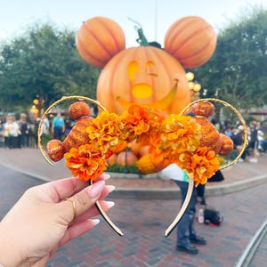 Mickey Pumpkin Inspired Ears | Halloween | Flower Wire Ears - Etsy