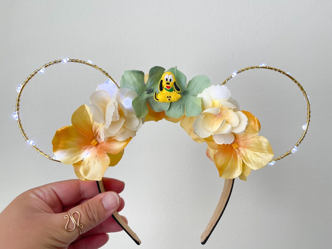Pluto Inspired Ears | Mickey and Friends | Mouse Ears | Wire Flower Ears - Etsy