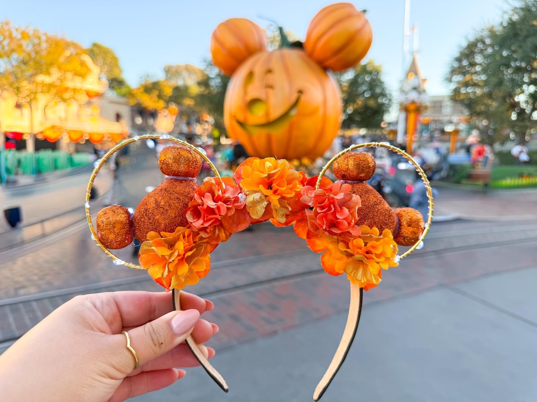 Mickey Pumpkin Inspired Ears | Halloween | Flower Wire Ears - Etsy