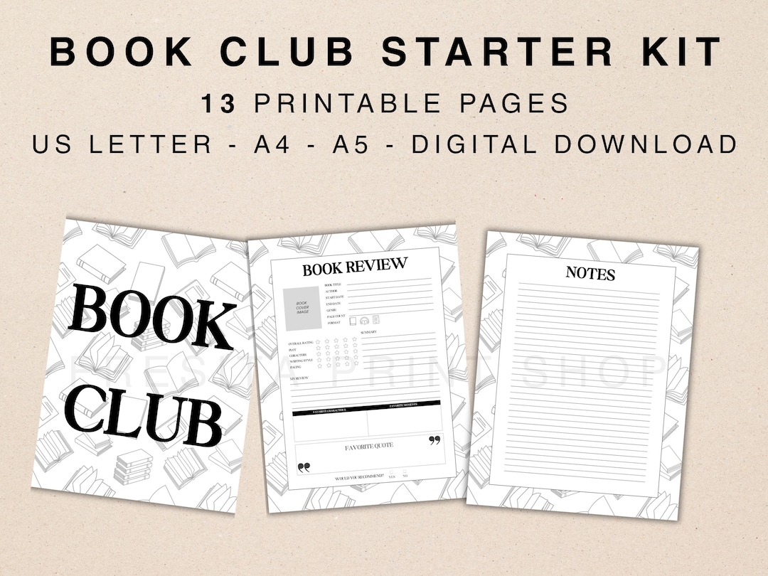 Book Club Planner Kit: Reading Log, Discussion Questions (PDF Download ...