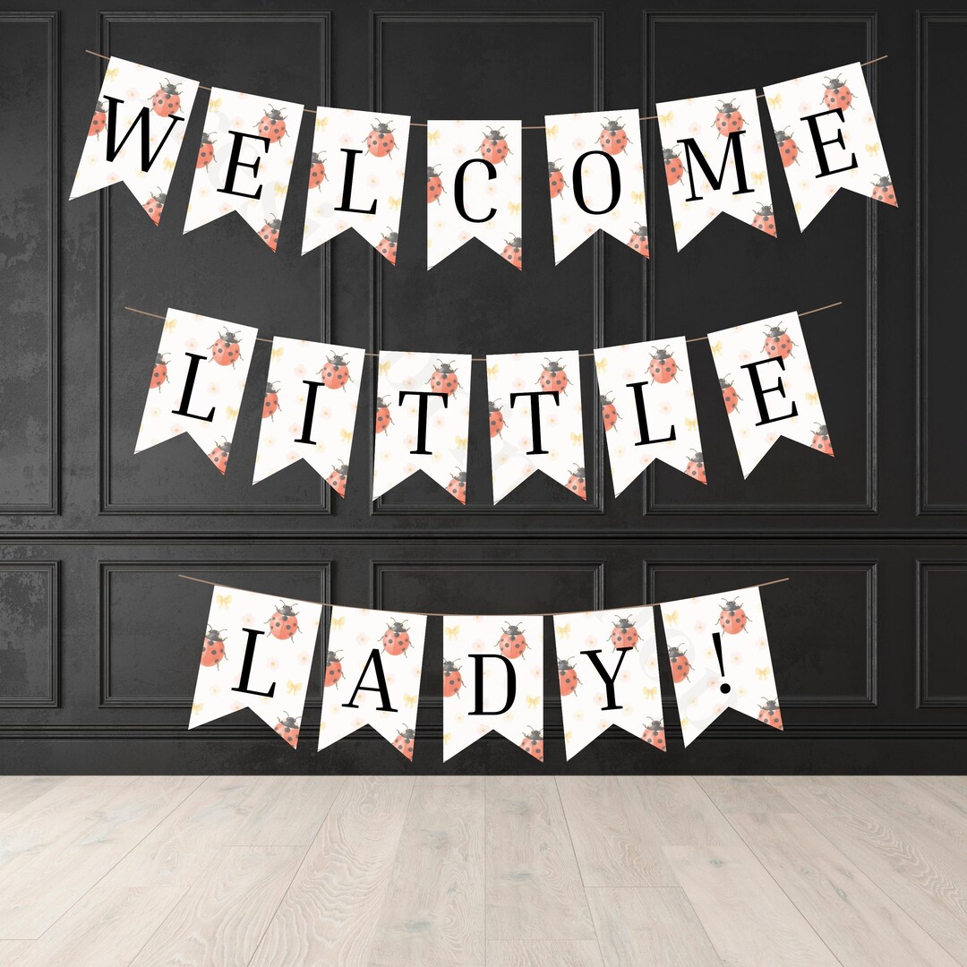 Ladybug Baby Shower Banner | Welcome Little Lady Printable Garland ...