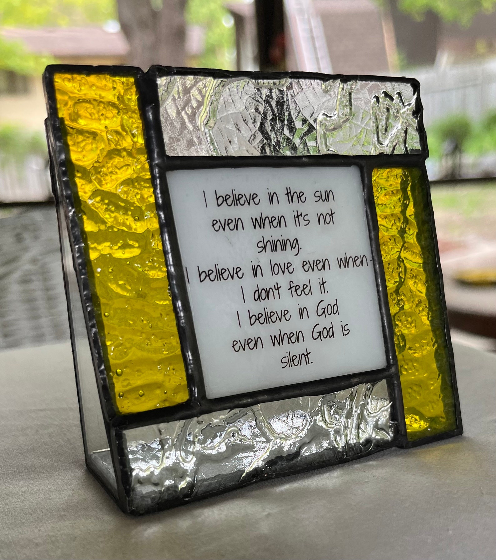 Stained Glass Inspirational Gift: I Believe in the Sun Quote - Etsy