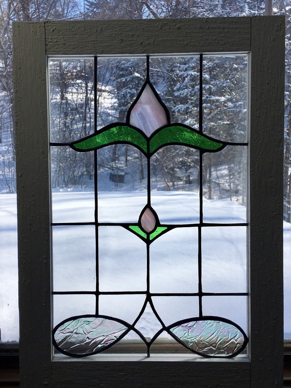 Vintage designed stained glass window hanging | Etsy