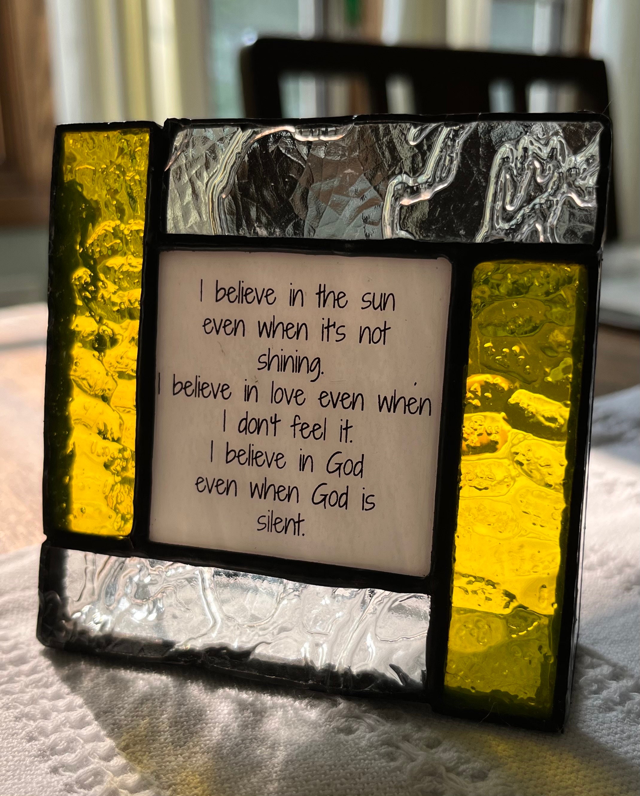 Stained Glass Inspirational Gift: I Believe in the Sun Quote - Etsy