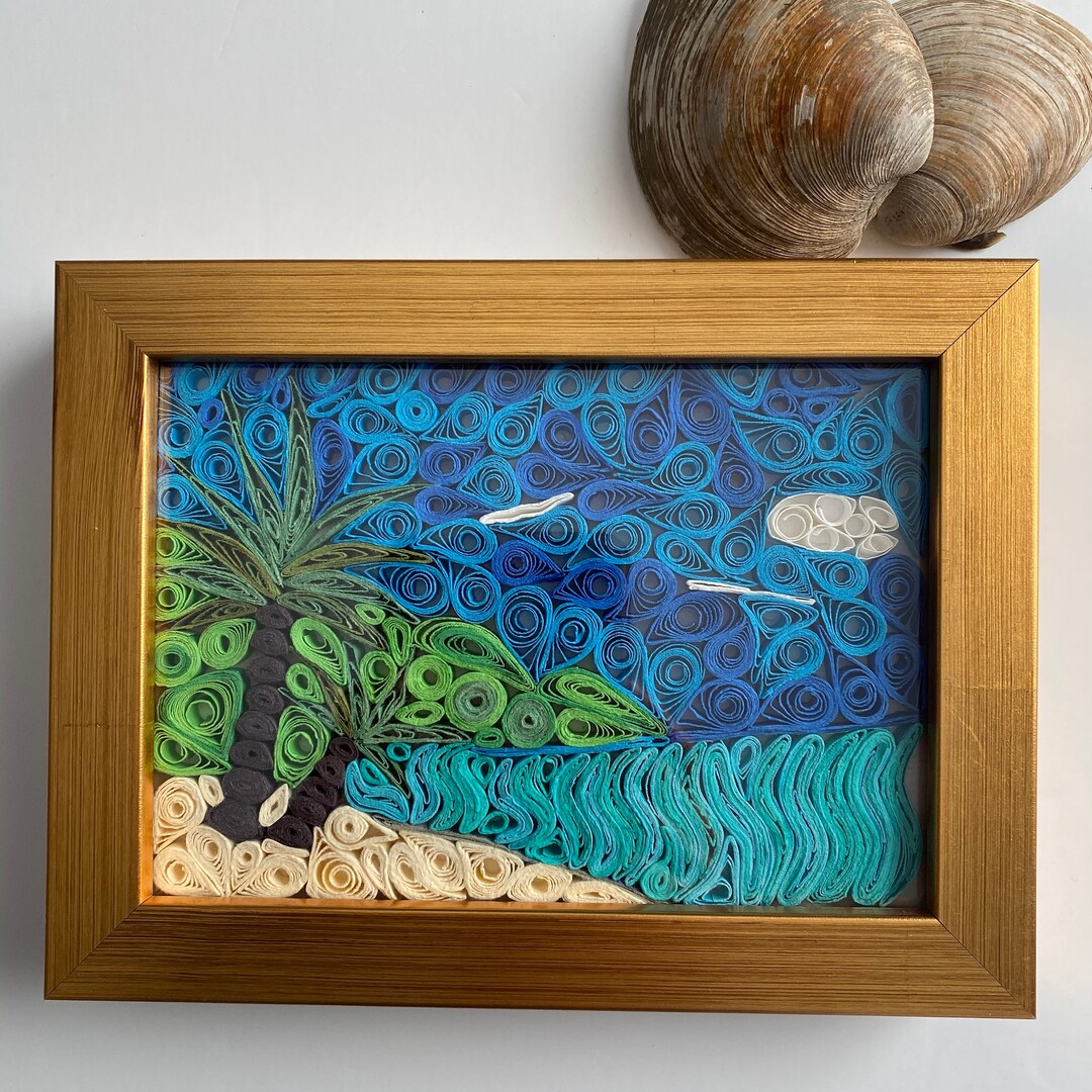 Inspirational Ocean Scene:beautiful Handmade Quilled Paper Gift With ...