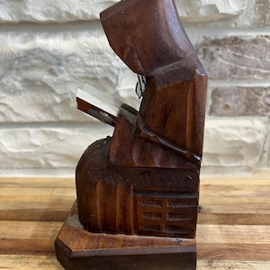 Vintage Wood Carved Monk Book End ~ Book End for Office or Book Shelf ...