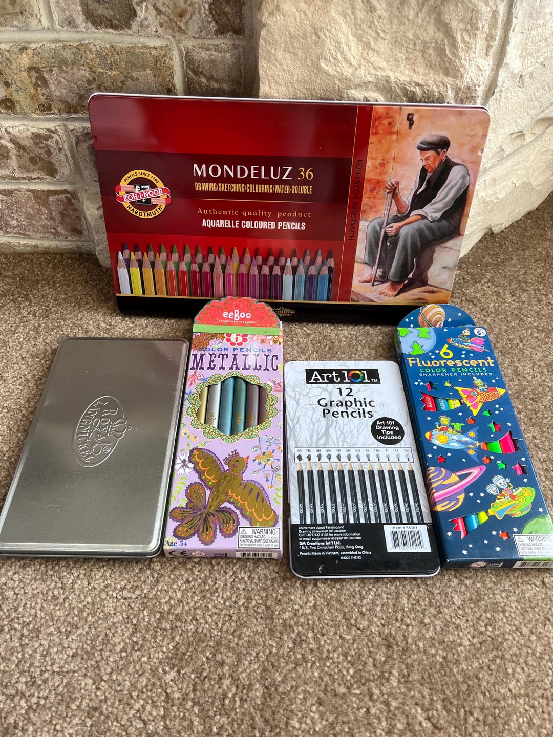 Art Pencil Set Bundle - Watercolor, Metallic, Graphite & Fluorescent ...
