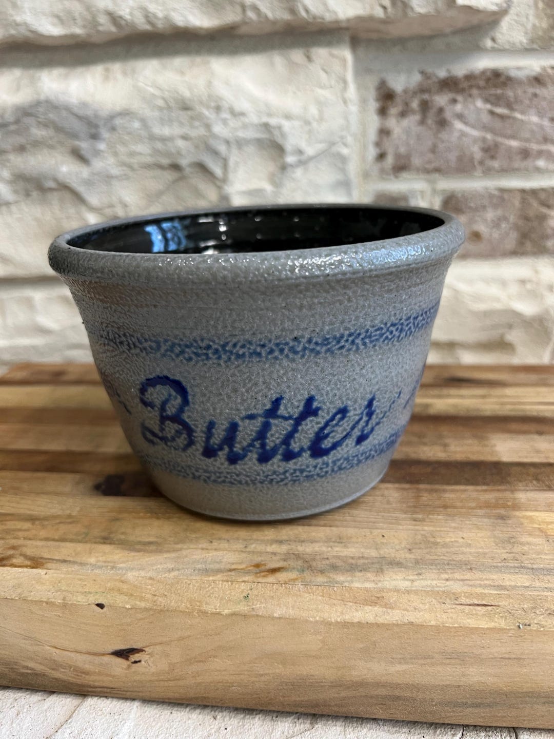 Vintage Rowe Pottery Works Butter Crock, 2003, Handmade Stoneware ...