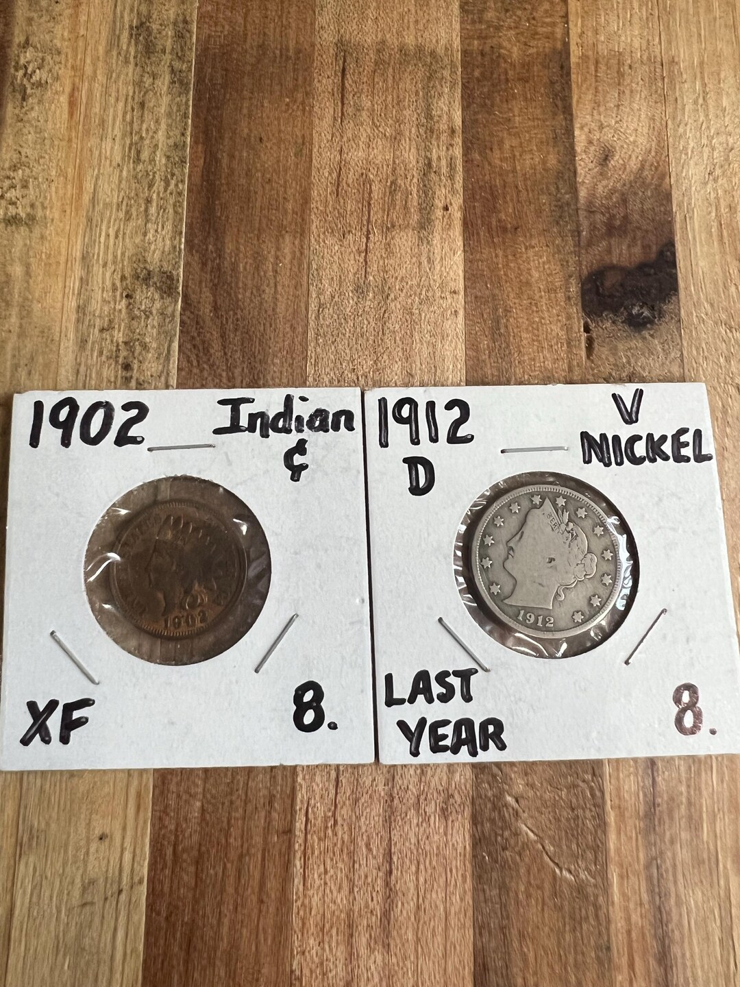 Bundle of Two Vintage Coins ~ 1902 One Cent Indian Head Penny Currency ...