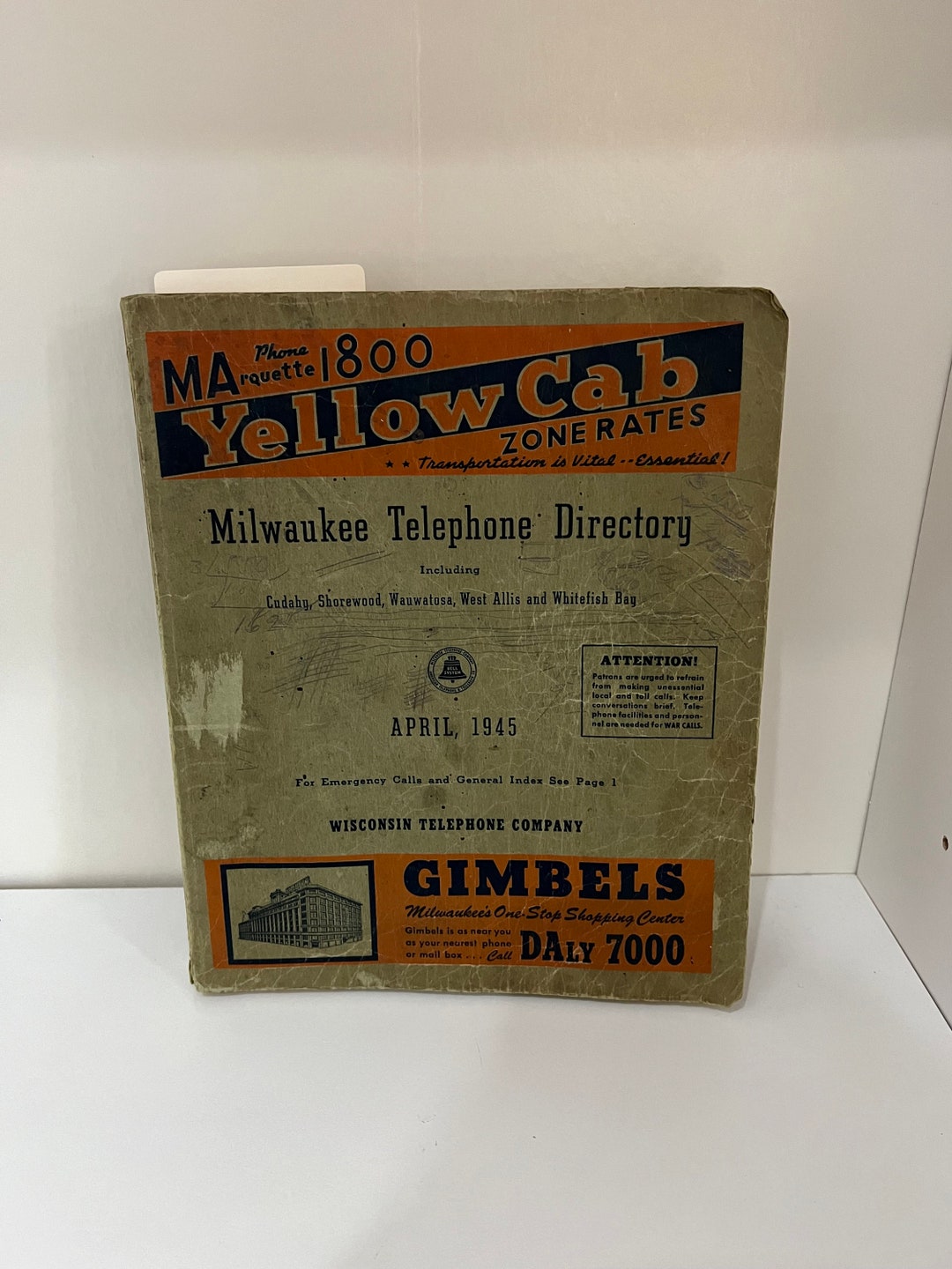 Vintage Telephone Directory Phonebook From Wisconsin 1945, One of a ...