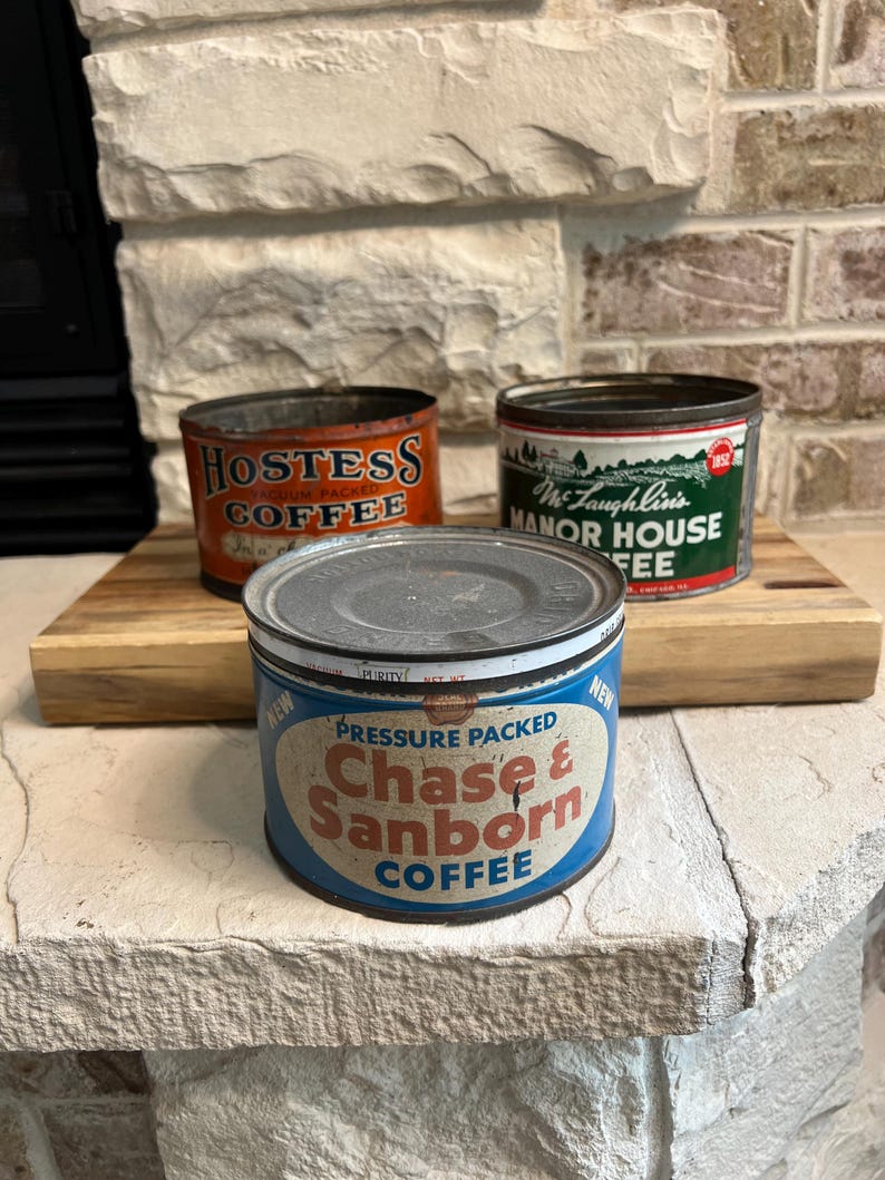 Vintage Coffee Can Set: Mid-century Advertising Tins - Chase & Sanborn ...