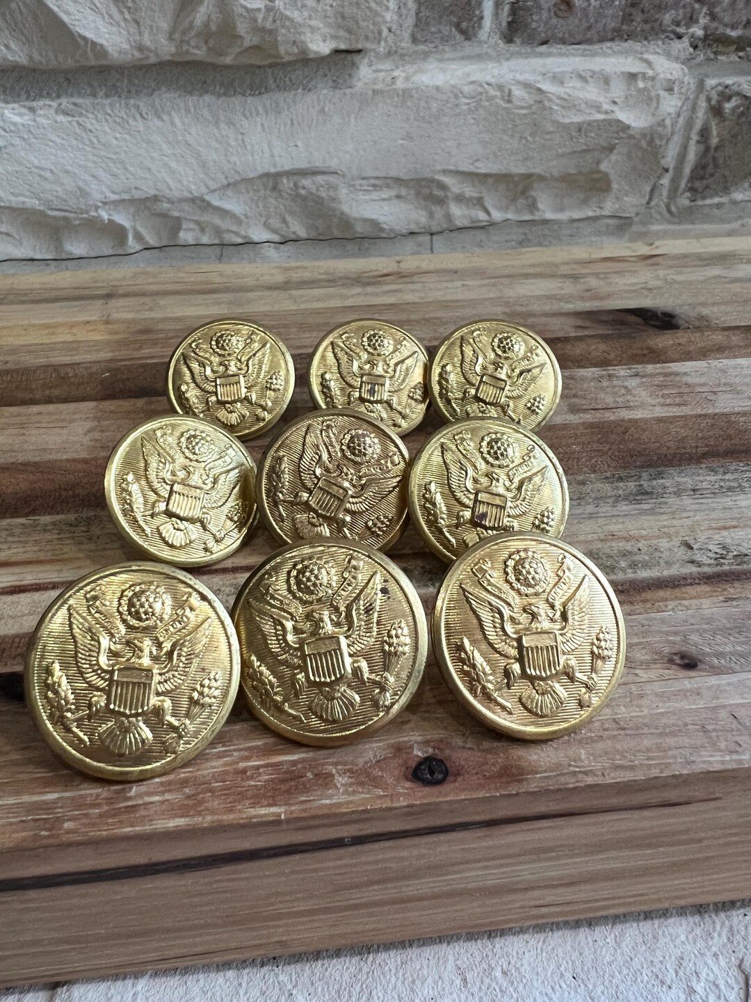 Nine Military Uniform Buttons From 1940's ~ Large Army Uniform Button ...