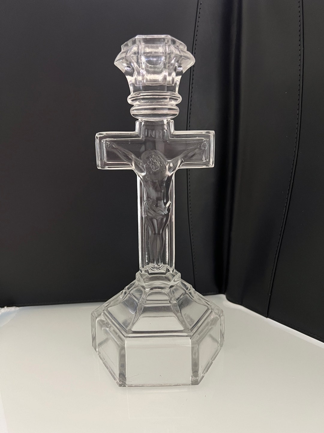 Religious Glass Candlestick Holder Crucifix of Jesus Christ best Gift ...